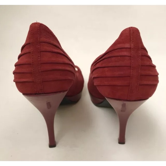 Guess | Shoes | Guess Red Suede Peep Toe Heels Pumps 75 | Poshmark